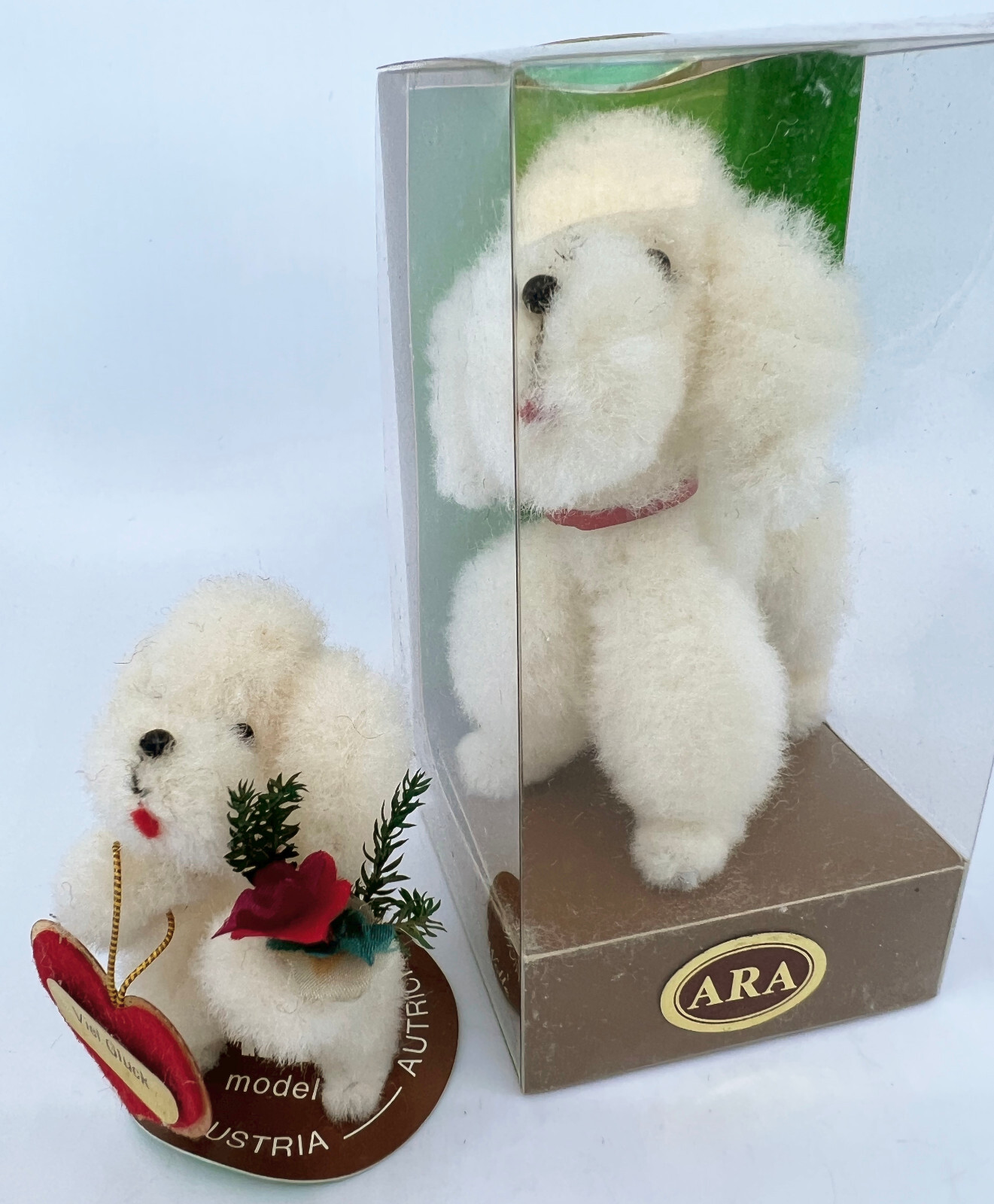 Ara Austria White Poodle Wool Chenille Stem Toy 4in Doll Pet 1970s Box ...