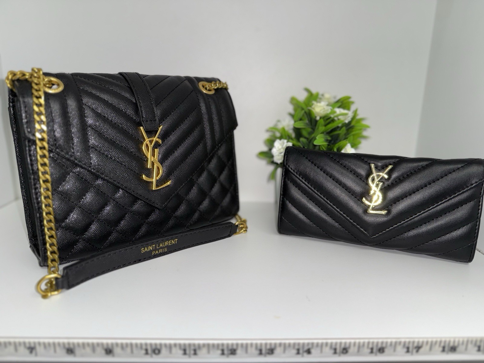 St. LorentBlack Shoulder Bag Gold Hardware Chain Strap w/ Wallet | eBay