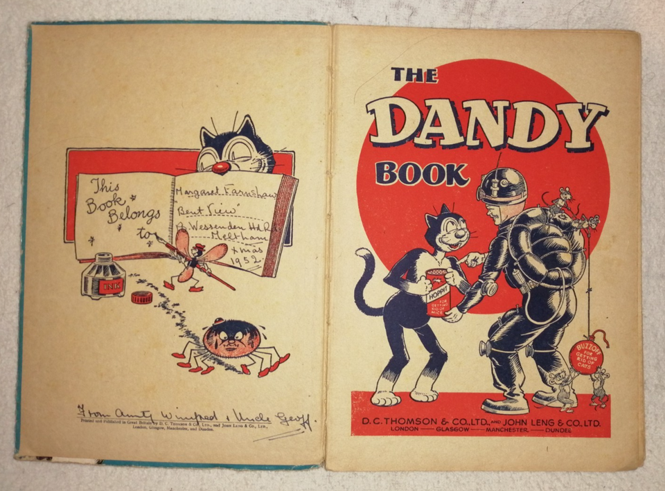 THE DANDY BOOK - 1953 - LARGER SIZE HB - WORN BUT COMPLETE - DC THOMSON ...