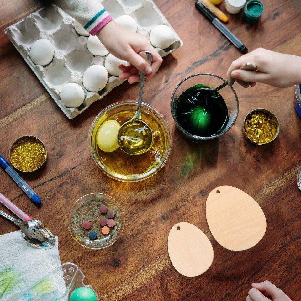 35 Pcs Eggs Pendant Hand-painted Board Wooden DIY Crafts Decorative ...