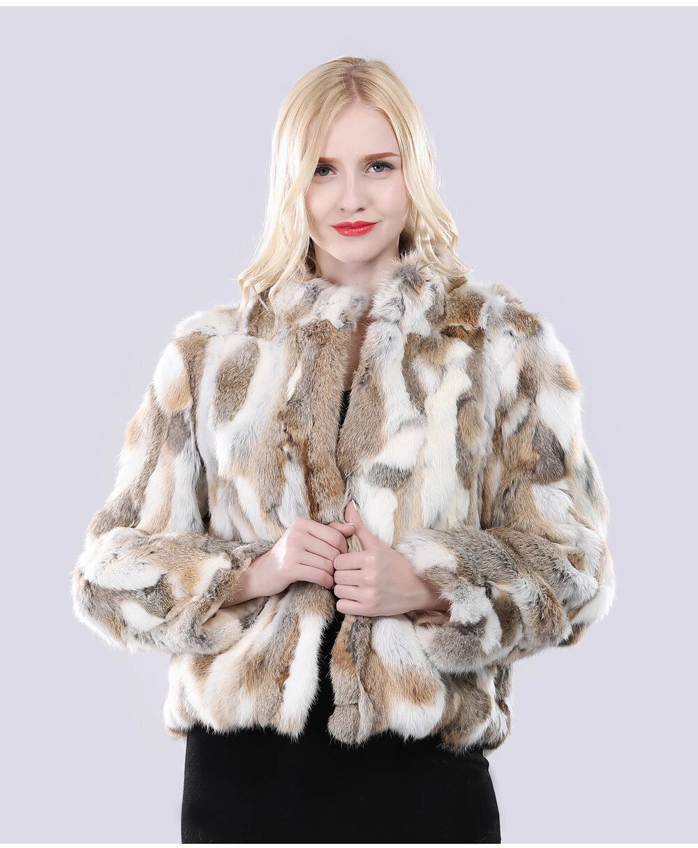 genuine natural real rabbit fur coat women fashion jacket | eBay