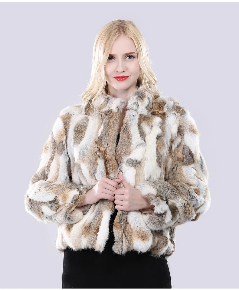 genuine natural real rabbit fur coat women fashion jacket | eBay