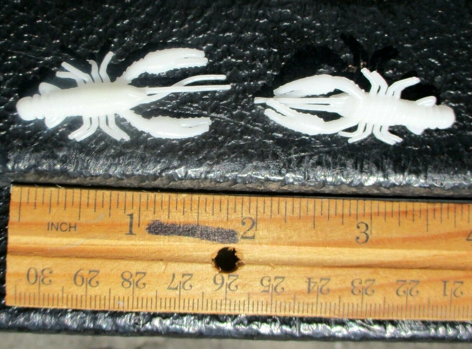 50ct WHITE 1.5" Micro CRAWS Crappie Fishing Baits Perch Panfish Bream ...