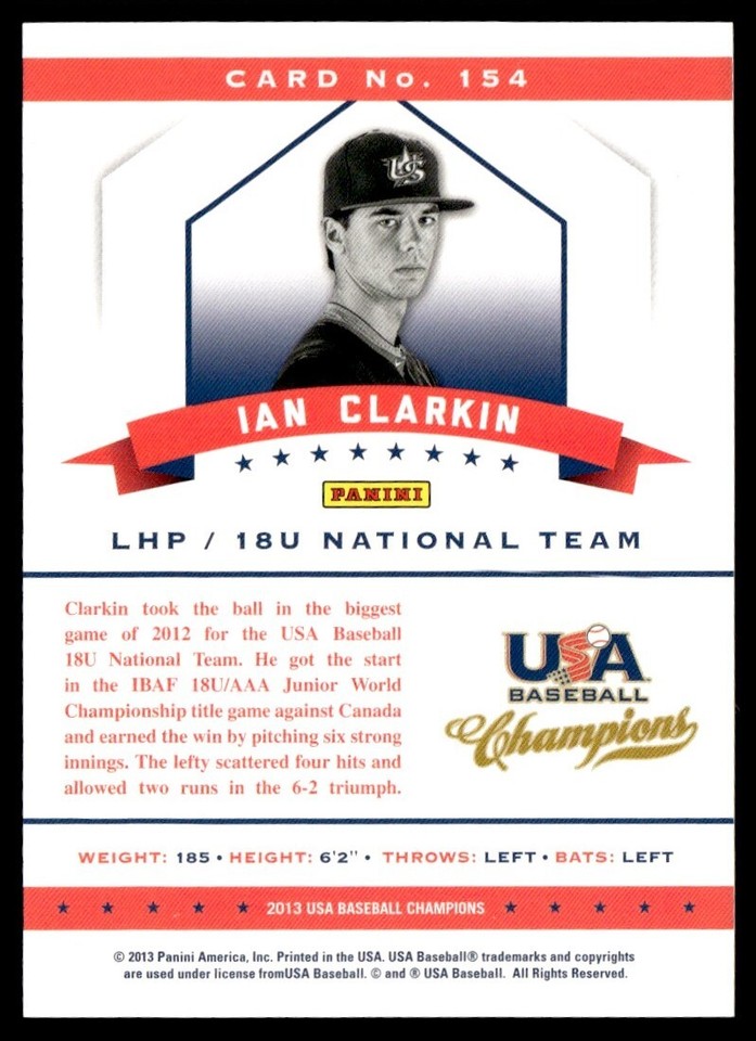 2013 Panini USA Champions National Team Mirror Blue Ian Clarkin Rookie ...