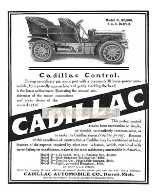 1905 Cadillac Automotive Vintage Reproduction Advertisement Poster ...