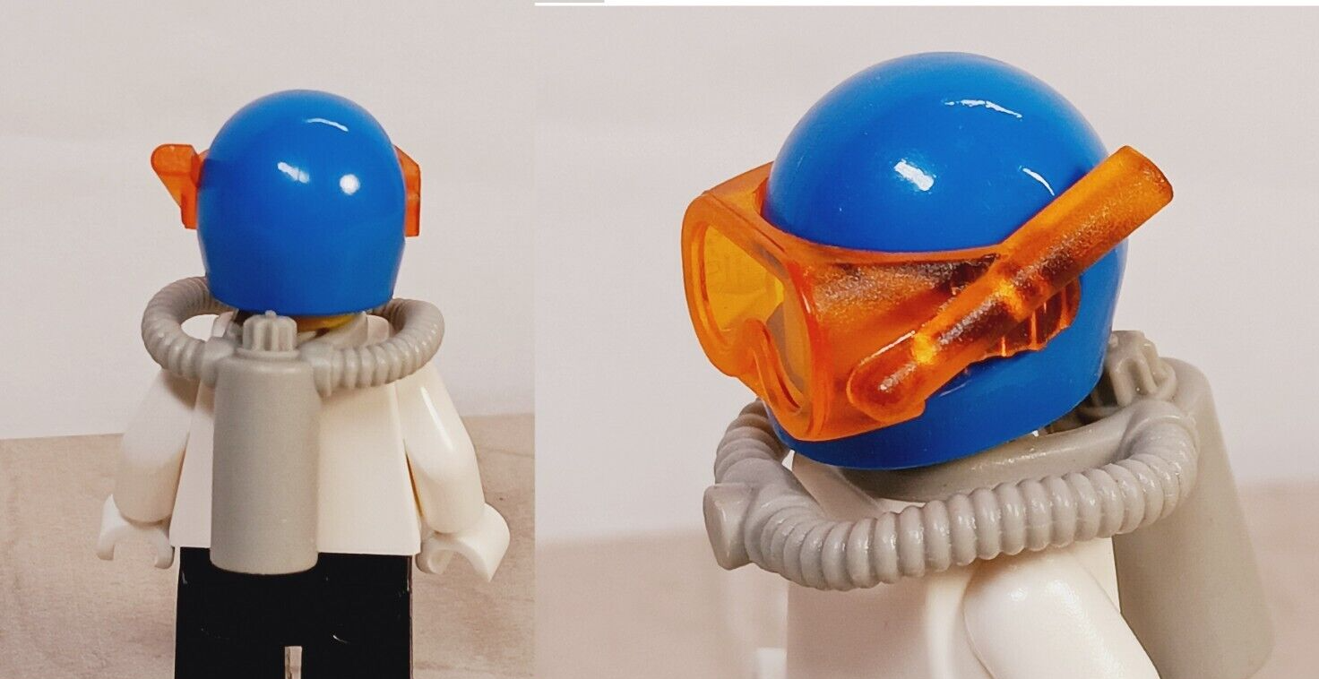 New LEGO Scuba Air Tank Helmet Snorkle Mask Set Trans Orange Diving ...