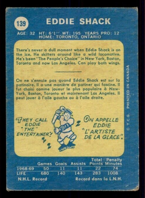 1969-70 O-Pee-Chee #139 Eddie Shack VG | eBay