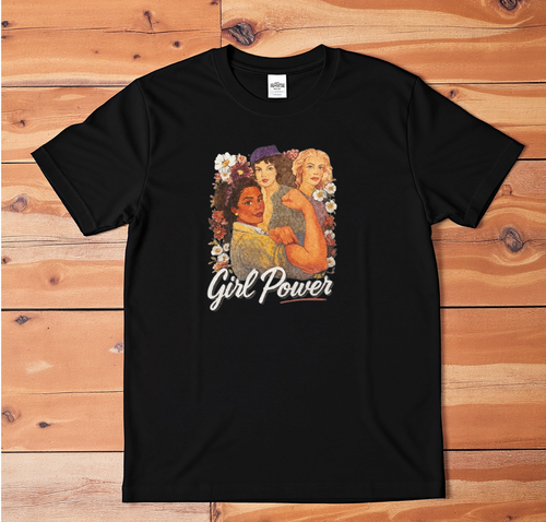 Girl Power T-Shirt | Women’s Feminist Graphic Tee Black White 100% ...