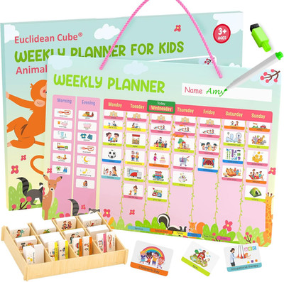Visual Timetable Weekly Planner for Kids - Magnetic Schedule Board with ...