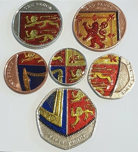 50P FIFTY PENCE COLOUR DECAL COIN STICKERS Scouts Guides WWF Britain ...