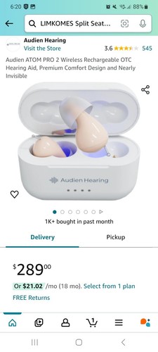 Audien ATOM PRO 2 Wireless Rechargeable OTC Hearing Aid, Premium ...