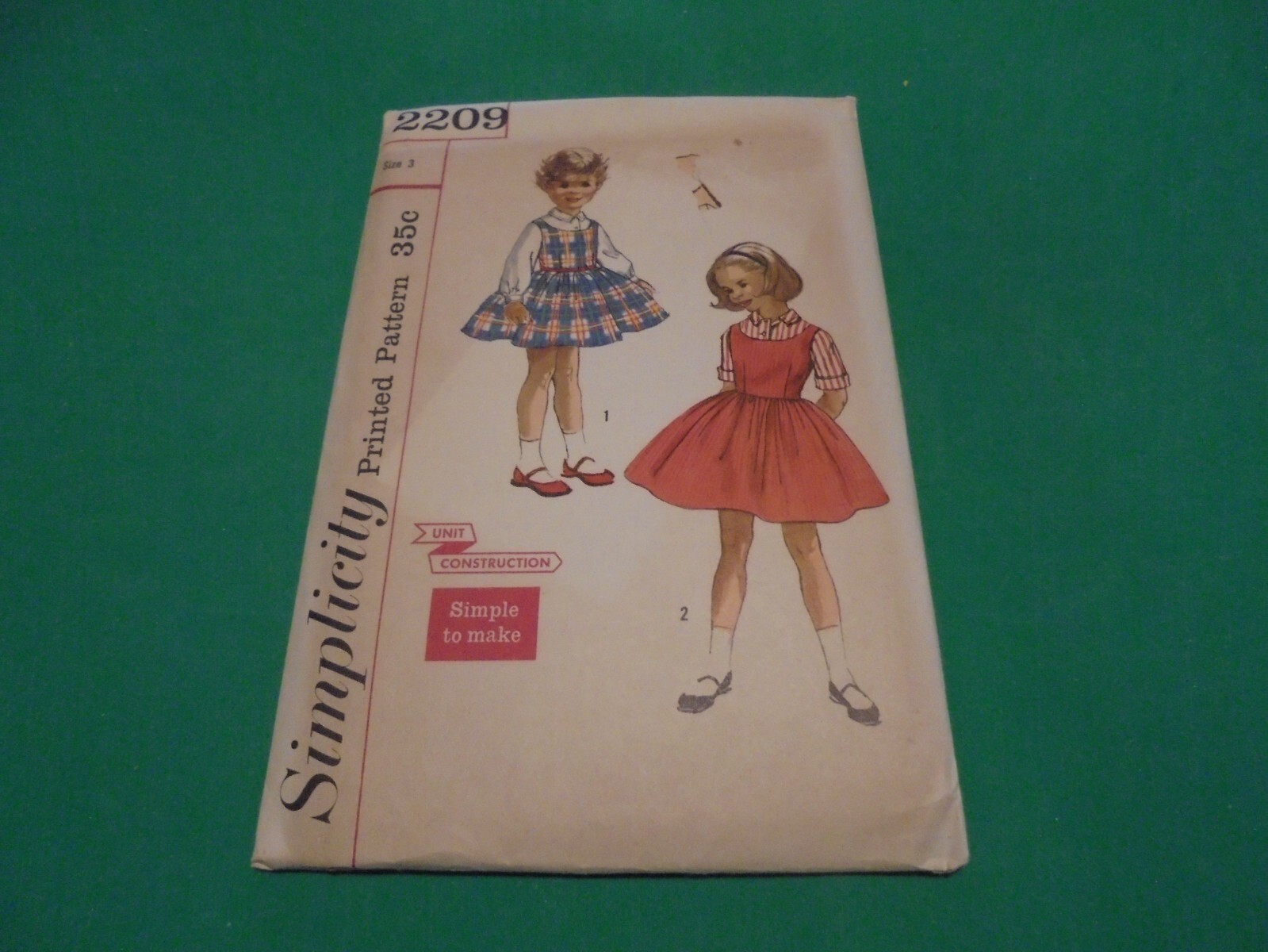VTG 1950s Simplicity Sewing Pattern 2209 Toddler Girls Blouse & Jumper Size 3 | eBay
