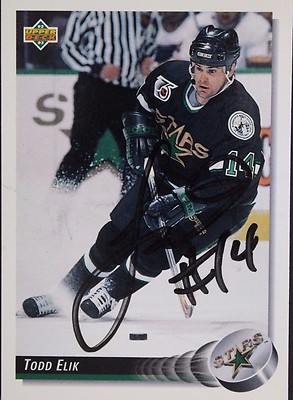 Todd Elik Stars Autographed 1992/93 Upper Deck #210 Hockey Card JSA 16H ...