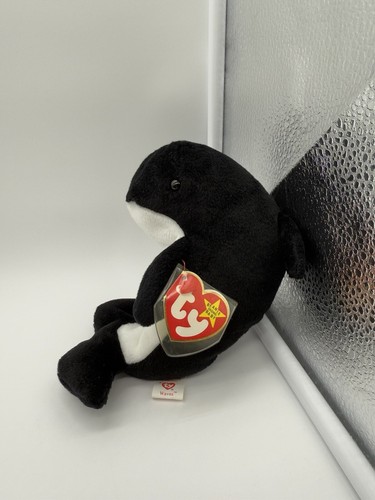 TY Beanie Baby Collection 1996 Waves the Orca Black Plush Stuffed Toy ...
