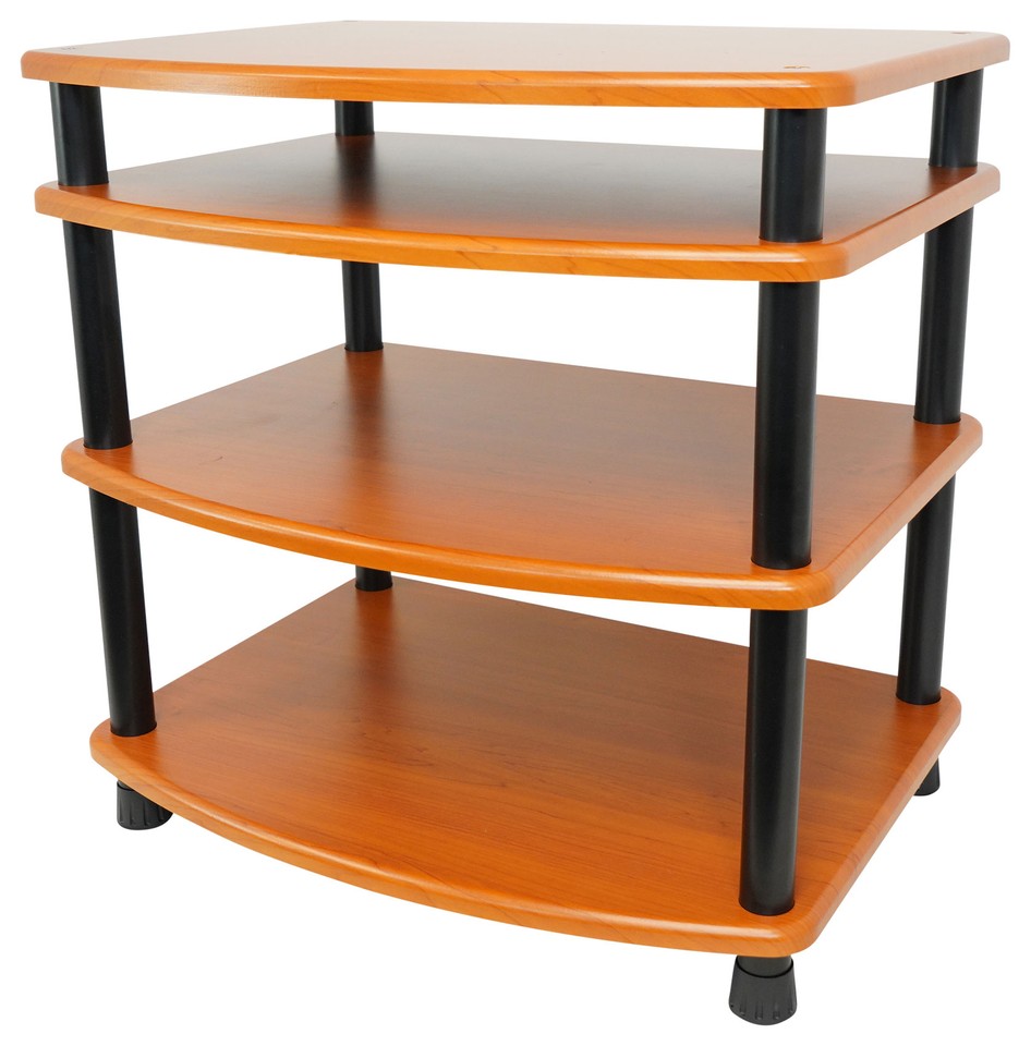 Rockville FLX Classic Wood Adjustable Height 4 Shelf Home Theater A/V ...