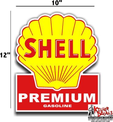(shell #5) 12" SHELL gasoline pump LUBSTER DECAL GAS OIL SIGN WALL ...