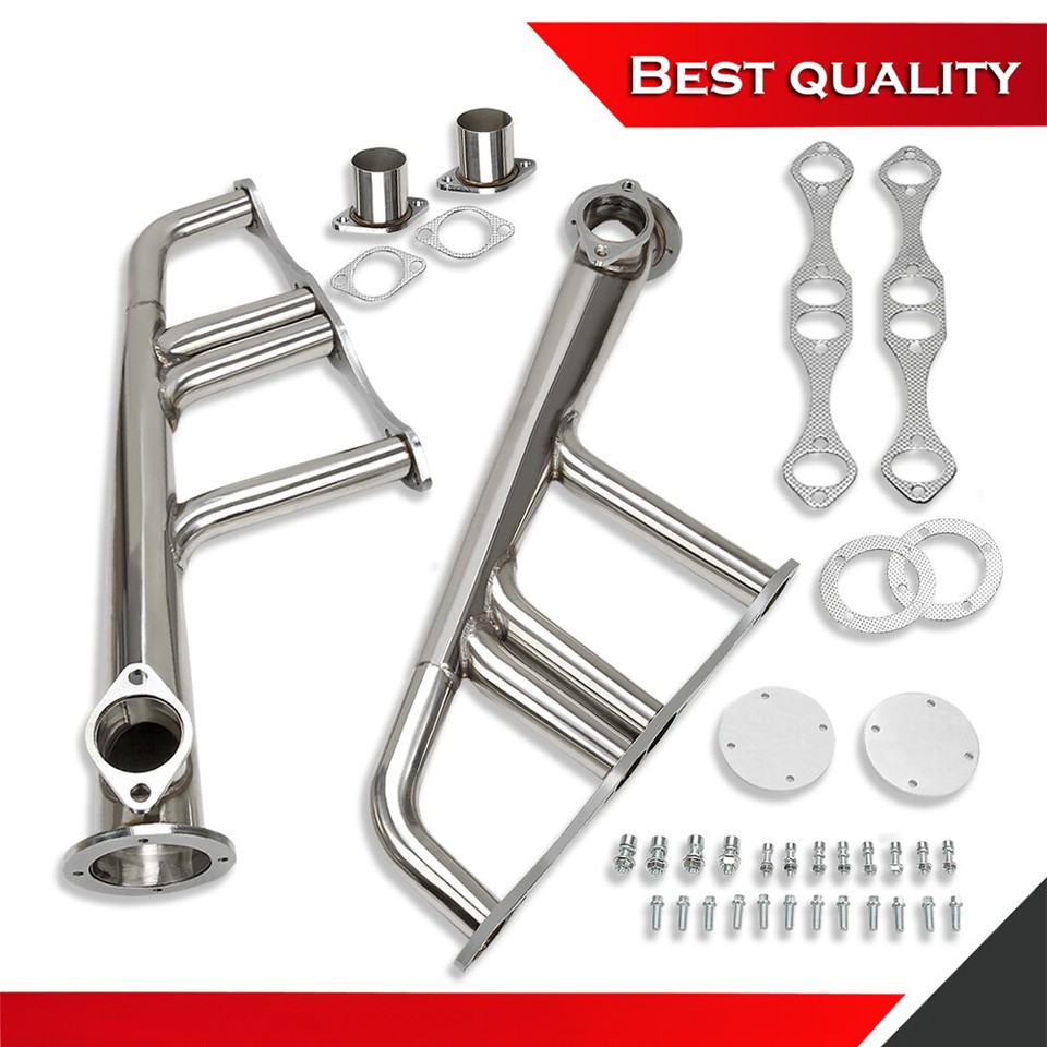 Suit SBC 283 305 350 400 V8 Hot Rod Lake Style Stainless Steel Exhaust ...