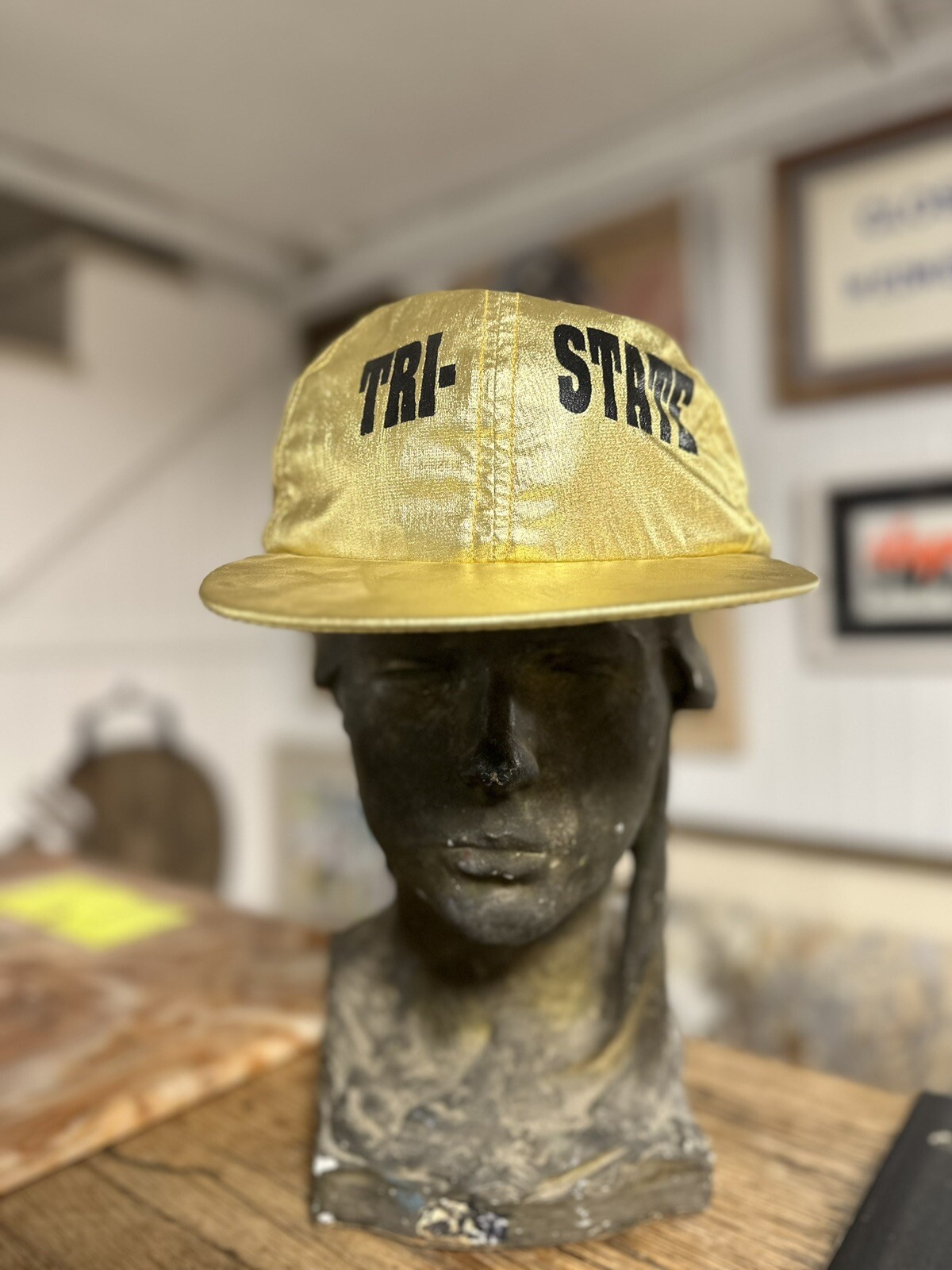 Vintage Gold, Metallic Hat “Tri-State“ New York, New Jersey ...