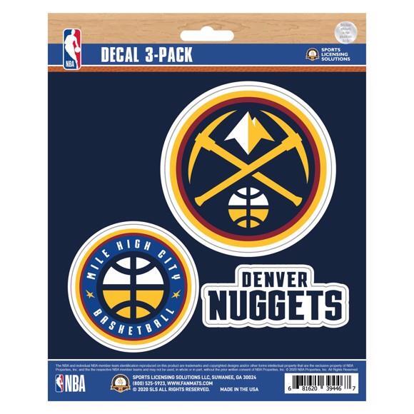 Denver Nuggets Decal Die Cut Team 3 Pack [NEW] NBA Car Truck Auto ...