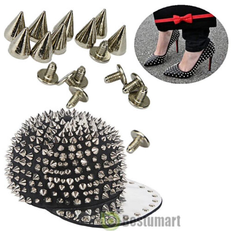 100-1000x Punk Cone Metal Spikes Rivets Studs Screw for Clothing Jacket ...