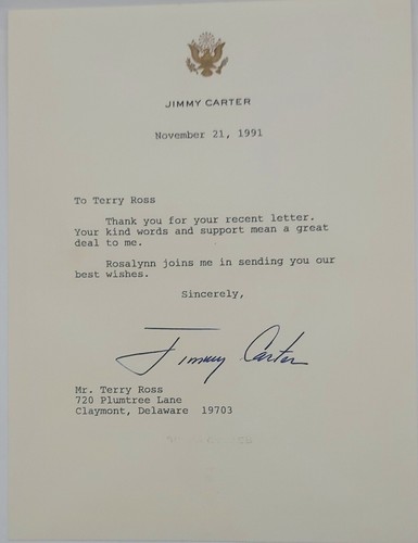 President Jimmy Carter 1991 Signed Letter | eBay