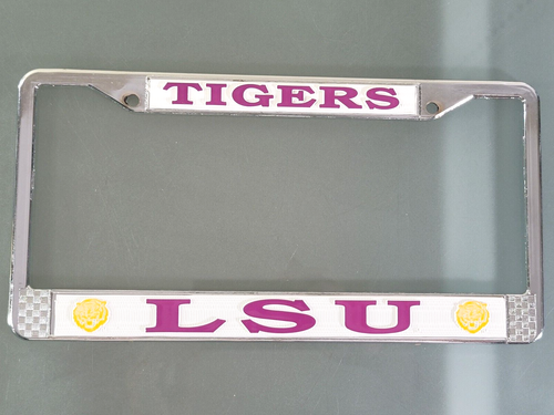 LSU TIGER Louisiana State University NCAA Metal Chrome License Plate ...