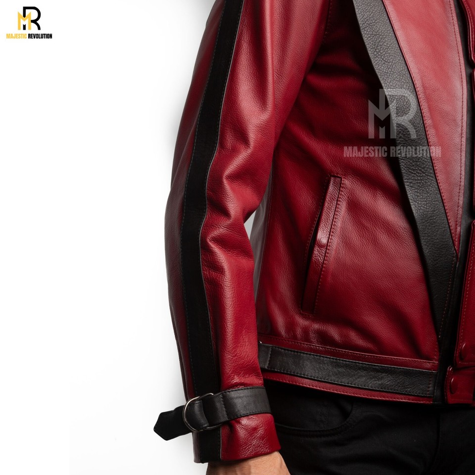Michael Jackson Thriller MJ Red Real Leather Jacket Halloween Cosplay ...