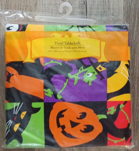 Halloween Vinyl Tablecloth 60X84"Oblong Assorted Spooky Characters Free ...
