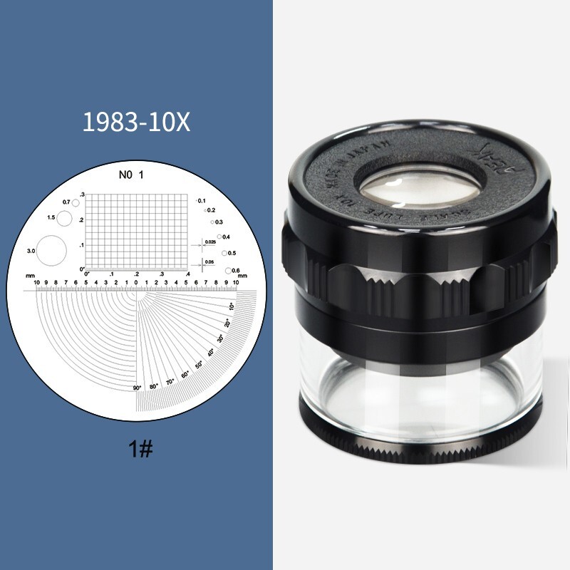 PEAK Magnifier 1983 Scale Loupe 10X with No.1 Reticle Black Copy/Fabric ...