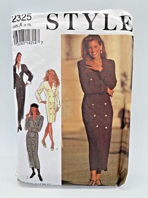 Misses Fitted Paneled Dress ©1993 Style Sewing Craft Pattern 2325 8-18 ...