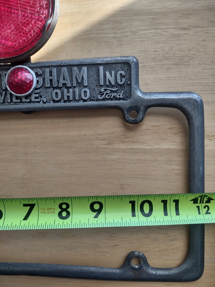 Vintage License Plate Frame with Reflectors M.L.Cottingham Ford ...