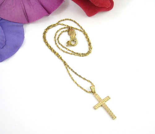 BIAGI CROSS Christian Pendant Vintage NECKLACE Goldtone Chain 15 ...