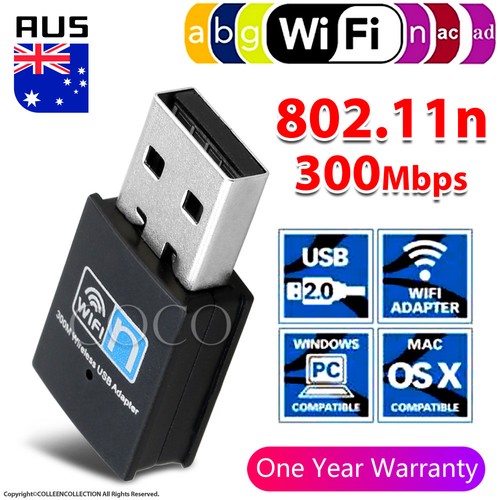 USB Wireless N WiFi Adapter Dongle Network LAN Card 802.11n 300Mbps ...