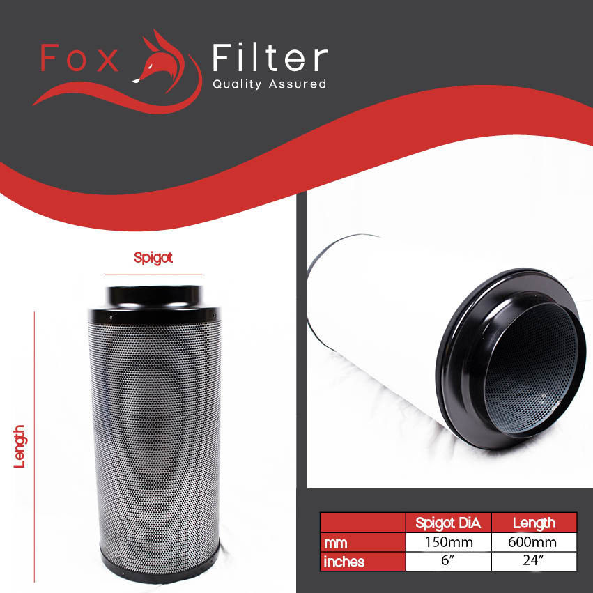 Hydroponic Fox Carbon Filter 6" Inch 150/600 For Extractor Fans Tents ...