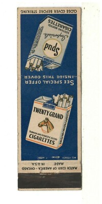 Matchbook Cover:Twenty Grand/Spud Cigarettes Axton-Fisher Tobacco Co ...