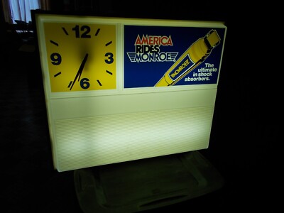 VINTAGE NOS 1981 MONROE SHOCK ADVERTIZING CLOCK MENU BOARD SIGN IN BOX ...