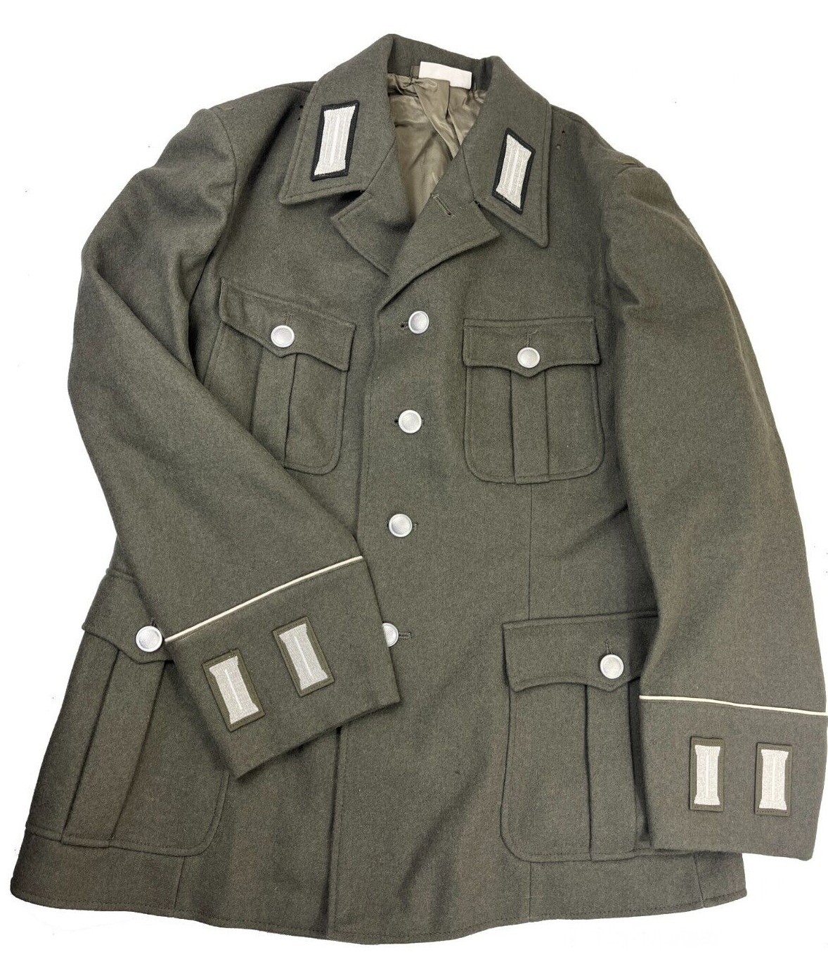 DDR NVA Uniformjacke Soldat Heer mit weißer Biese u Kragenspiegel u ...