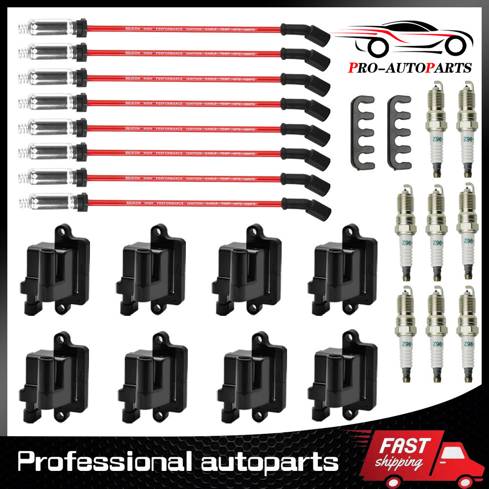 Square Ignition Coil & Spark Plug Wire For Chevy GMC 4.8L 5.3L 6.0L 8 ...