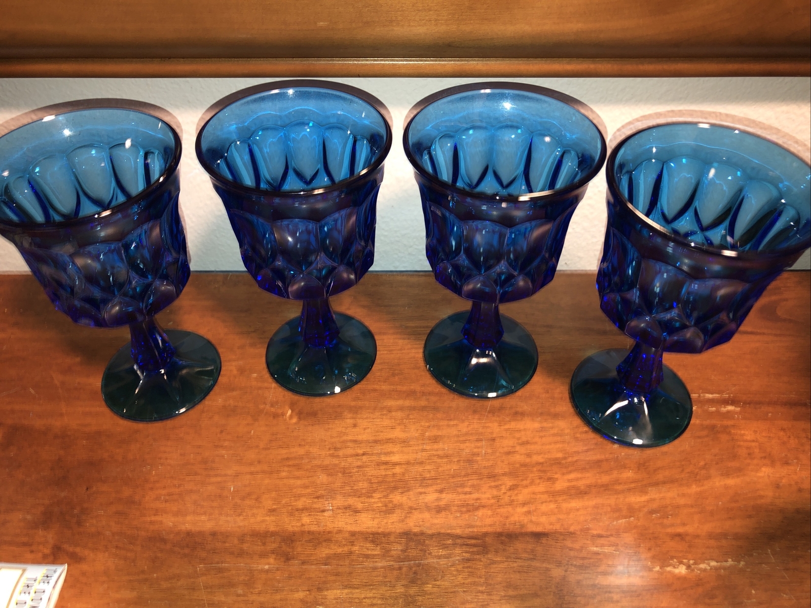 Set of Deep Blue Goblets Glass Water Wine Tea Vintage Ornate | eBay