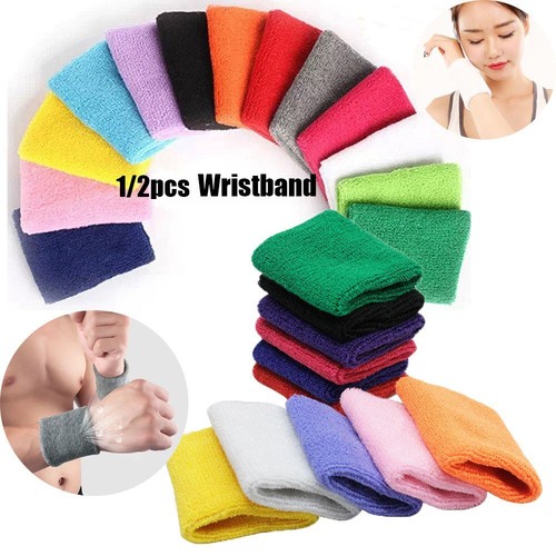 Sport Sweatband Cotton Wrist Band Tennis Hand Bands Gym Sweat Wristband ...