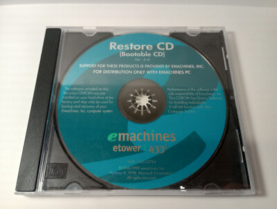 eMACHINES ETOWER 500IS RESTORE CD VER. 3.6 BOOTABLE CD FREE SHIPPING | eBay