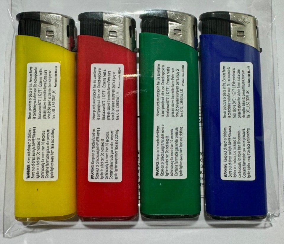 4pc Electronic Lighters Refillable Gas Child Safety Adjustable Flame ...