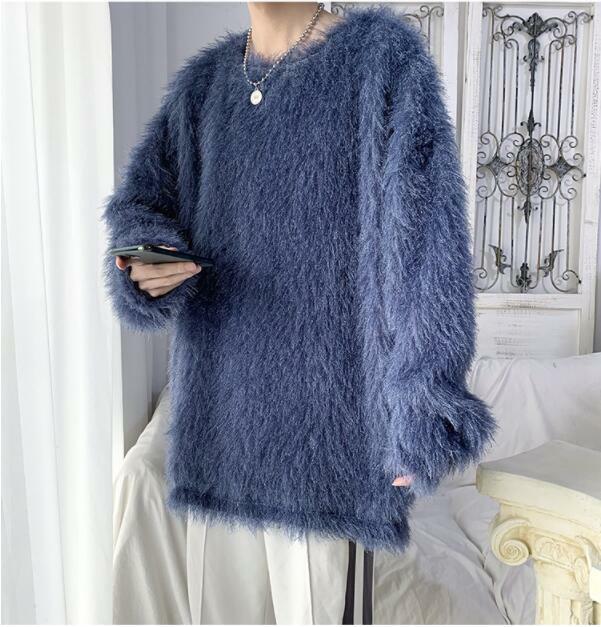 Mens Youth New Fashion Fluffy Faux Fur Loose Pullover Mens Youth New Fashion Fluffy Faux Fur Loose Pullover