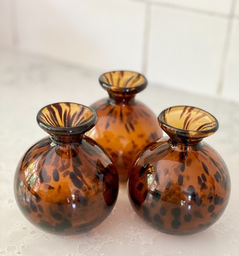 Tortoise Shell Art Glass Bud Vase | eBay