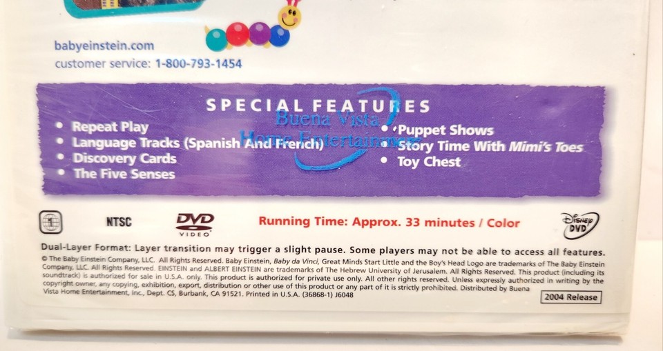 NEW Baby Einstein: Baby da Vinci DVD, 2004 From Head To Toe Factory ...