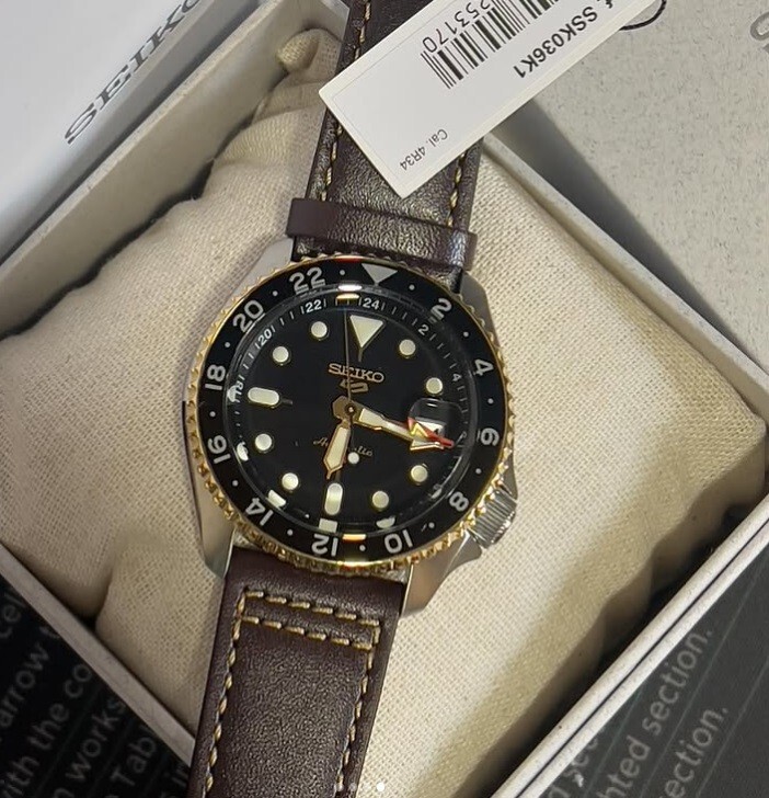 Seiko 5 SSK036K1 SKX Series Automatic GMT Analog Brown Leather Men's ...