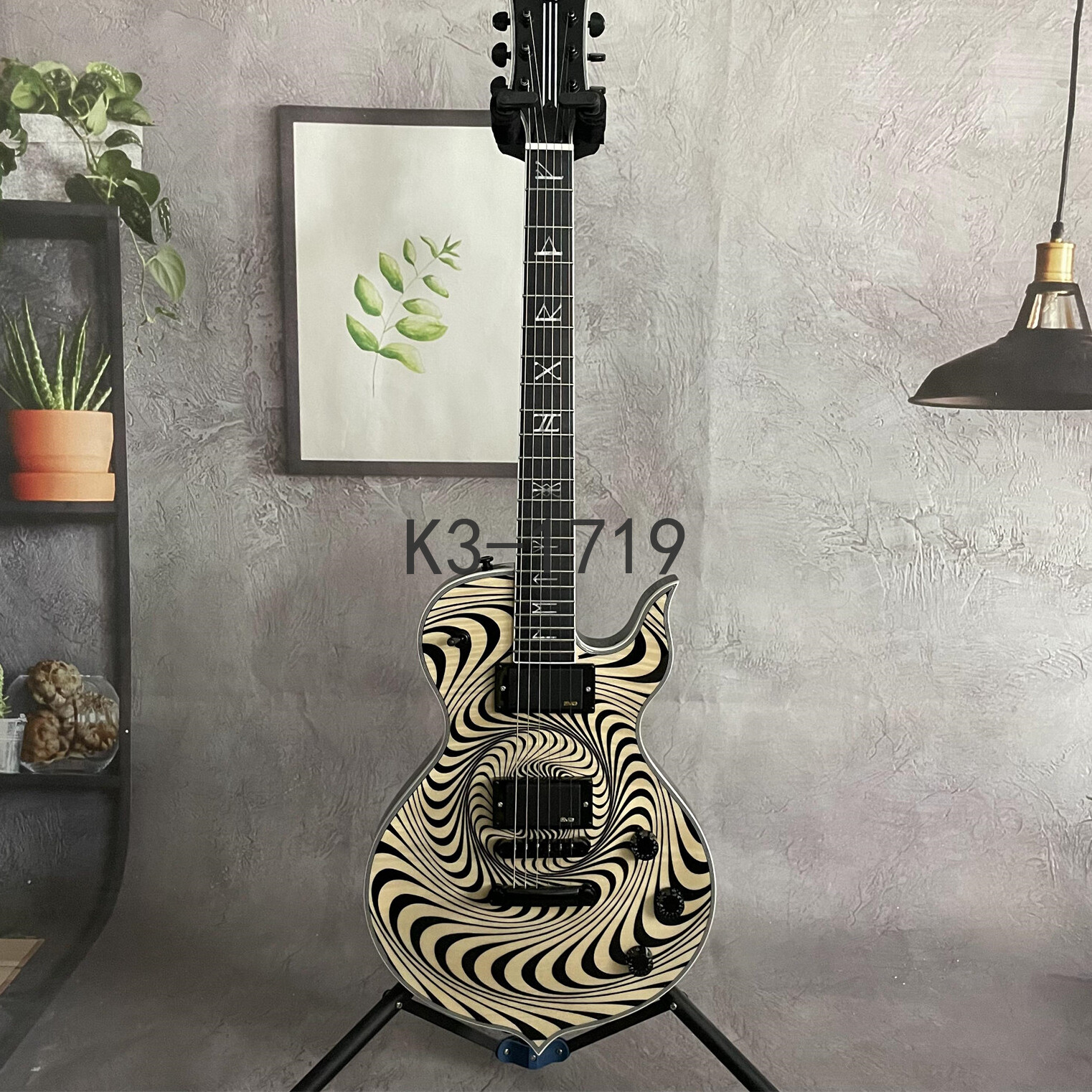 Factory Black Vortex Pattern Electric Guitar HH Pickups 6 String ...