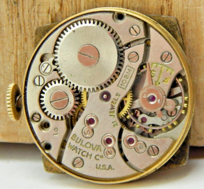 Vintage Bulova 1950 10BM 21 jewel wrist watch movement with dial crown ...