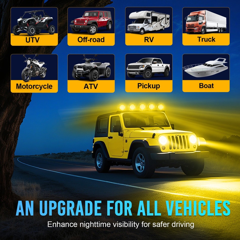 2Pcs 180W LED Round Light Pods, 5 Inch Offroad Driving Side Shooter ...