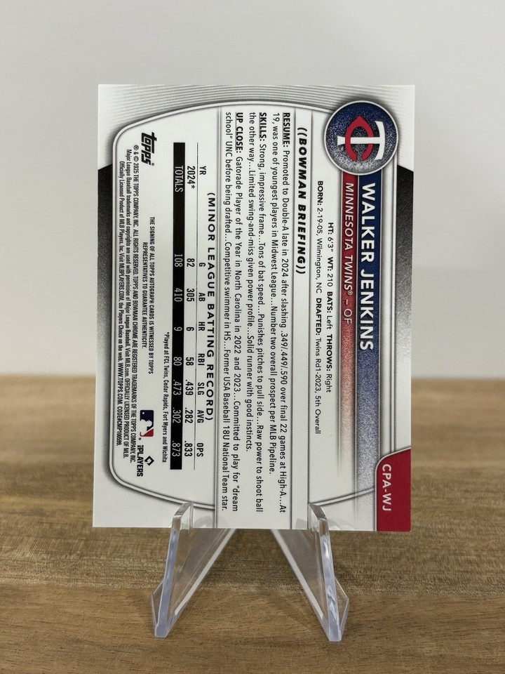 2025 Bowman Chrome Walker Jenkins Blue X-Fractor Auto /150 Minnesota ...